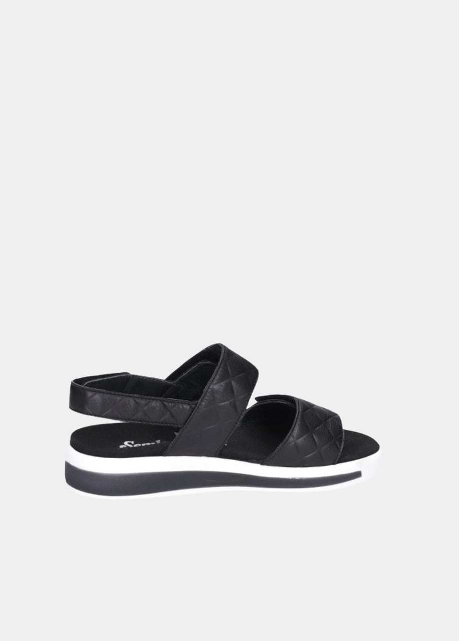 Semler Fashionable Quilted Black Wedge Sandals Tall Size