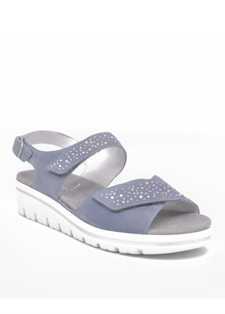 Semler Sky Blue Diamante Wedge Sandals – Tall Size