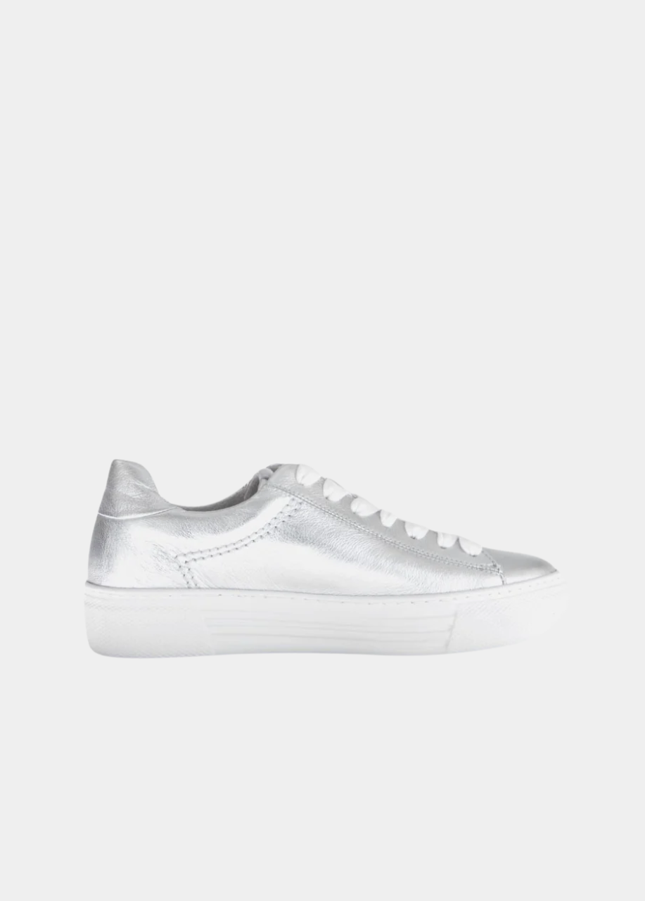 Gabor Trendy Platform Trainers - Silver – Tall Size