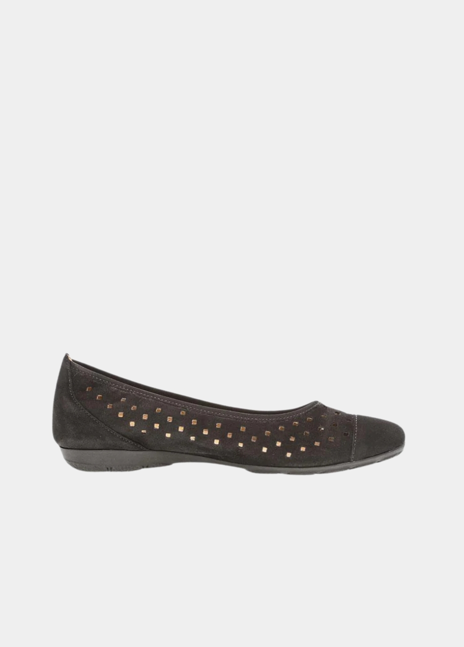 Gabor Versatile Black Laser Cut Ballerina – Tall Size