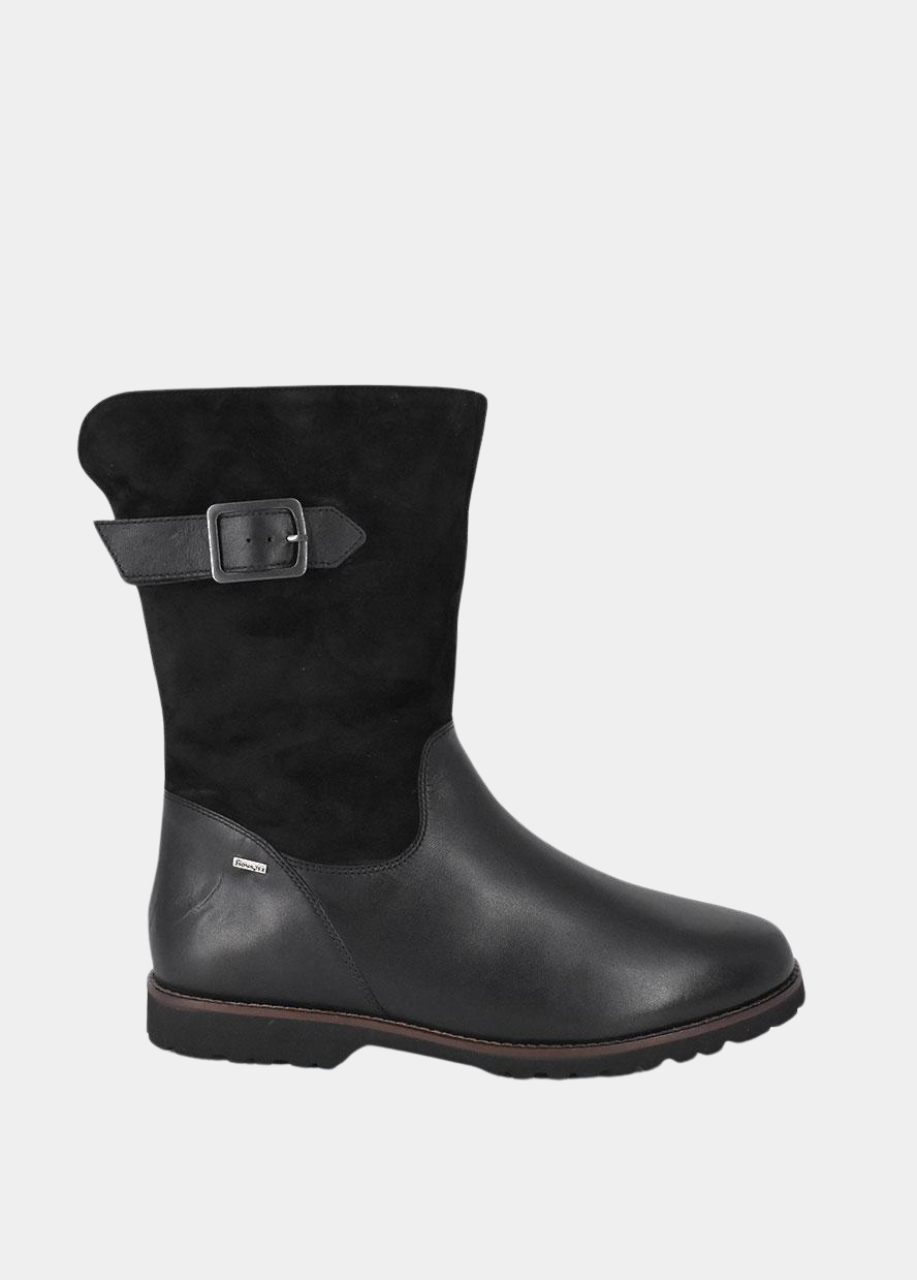 Sioux Premium Cozy Black Combi Midi Ankle Boots – Tall Size