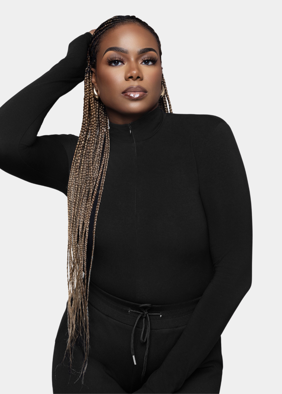 Black Long Torso Long Sleeved Bodysuit – Tall Size