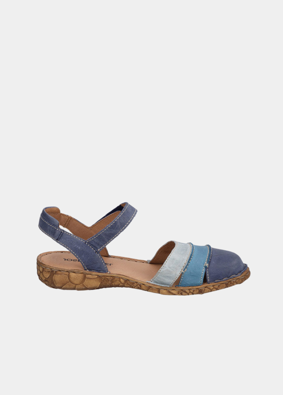 Josef Seibel Blue Multi-Color Leather Sandals – Tall Size