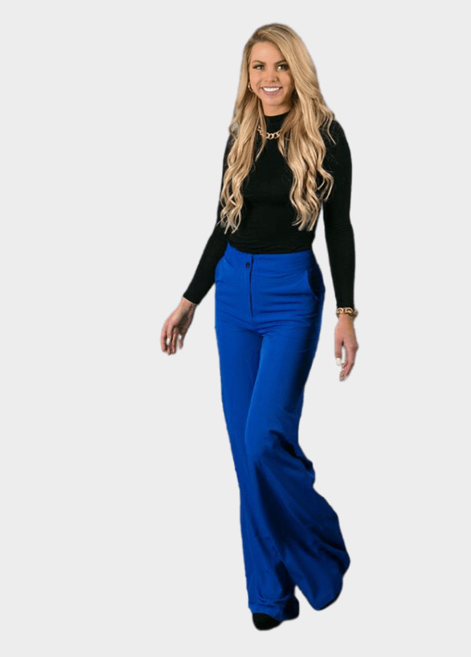 Blue Double Button Pants | Button Up Pants for Women | Tall Size