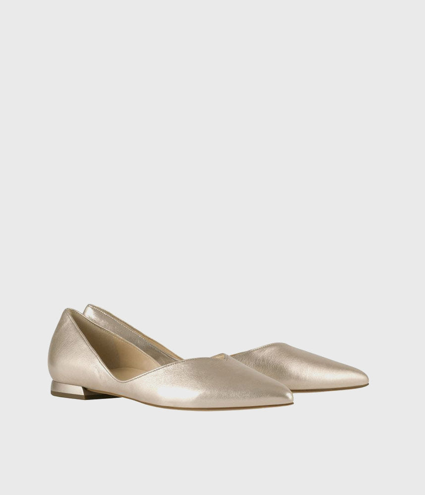 Hogl Chic Metallic Gold Flats – Tall Size