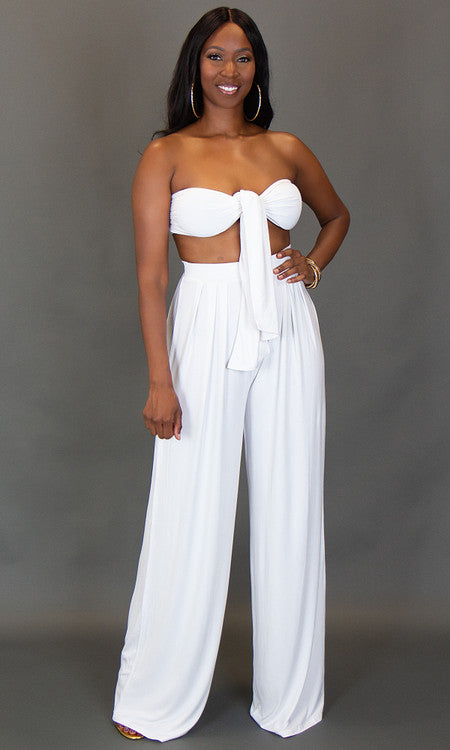 Tall Women's White Two Piece Pant Set | Tall Clothing – Tall Size